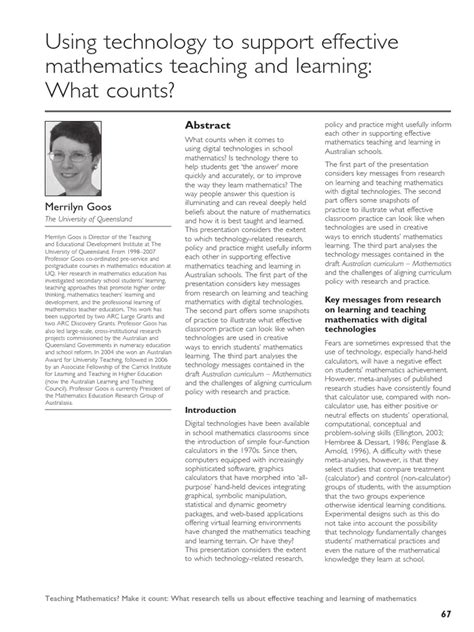 Using Technology To Support Effective Mathematics Teaching And Le Pdf Mathematics Curriculum