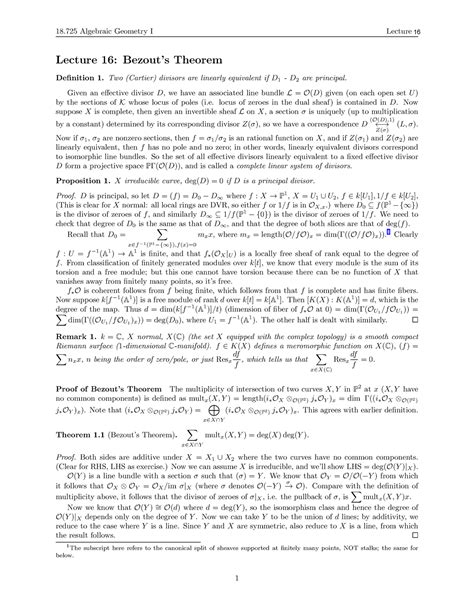 Algebraic Geometry Lecture 16 18 Algebraic Geometry I Lecture Lecture