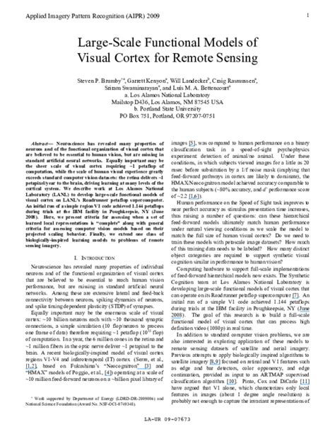 Pdf Large Scale Functional Models Of Visual Cortex For Remote Sensing