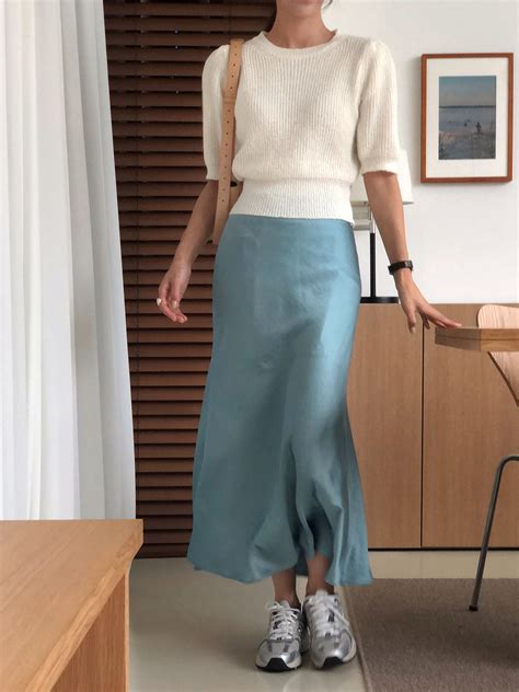 나이브실루엣 당일배송 핀트 글로시 새틴 머메이드 맥시 롱 스커트 5color