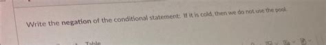 Solved Write The Negation Of The Conditional Statement If