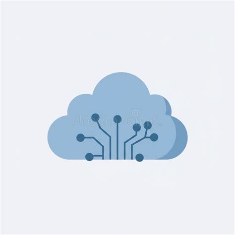 Cloud Shaped Icon In Blue With Circuit Like Lines Extending From The Bottom Resembling Stock