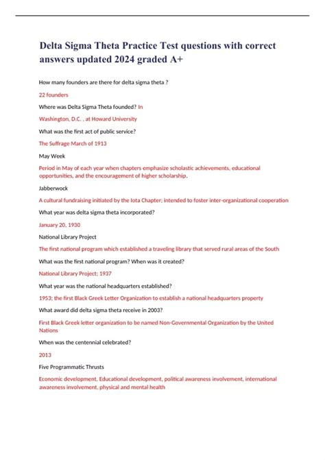 delta sigma theta practice test questions with correct answers updated