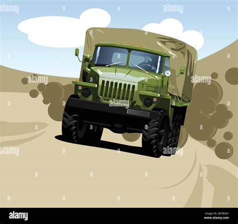 Vector Color Illustration Of Military Truck Simple Gradients Only No Gradient Mesh Stock