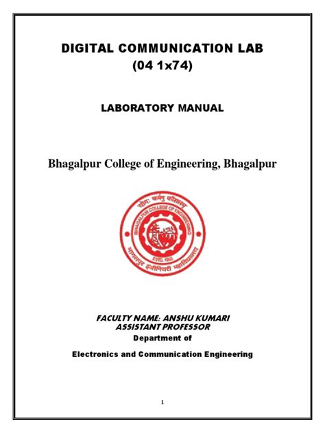 Digital Communication Lab Manual Pdf Modulation Sampling Signal Processing