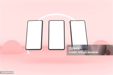 3d 스마트폰 백색 색깔 배경은 반지 원형 네온 백색 색깔을 가진 분홍색 색깔 스크린 3d 일러스트레이션 렌더링 0명에 대한 스톡 사진 및 기타 이미지 Istock