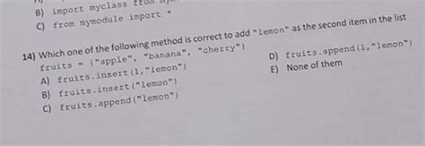 Solved B Import Myclass Irom Mymodule Import 14 Which One Chegg
