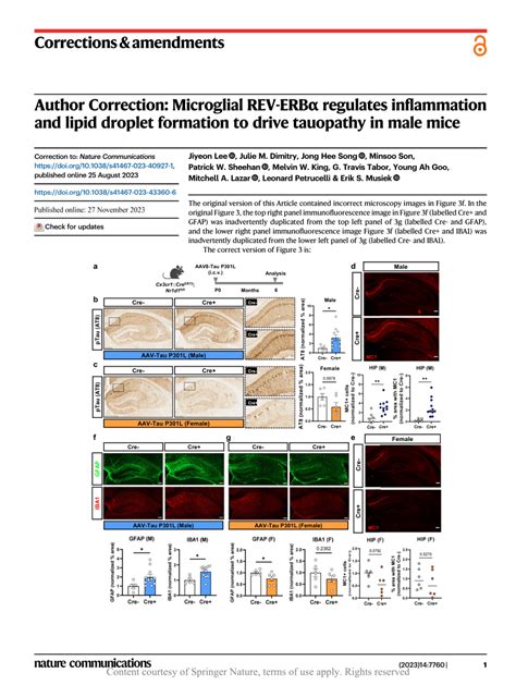 Pdf Author Correction Microglial Rev Erbα Regulates Inflammation And