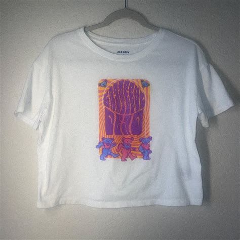 White Cropped Grateful Dead Bear Tee Old Navy Size Depop