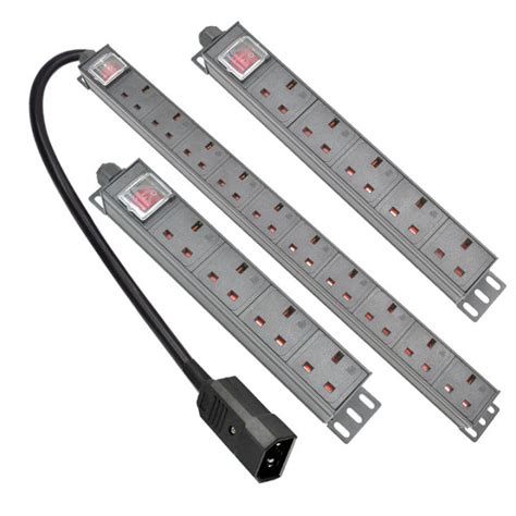 Pdu Power Strip Power Distribution Unit 2 18 Ways Uk 3 Pin Output Power Socket Extensionc14 Plug