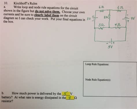 solved kirchhoff s rules a write loop and node rule