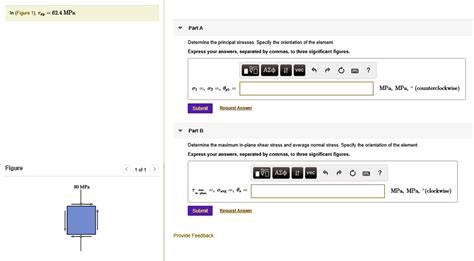 Solved In Figure 1 Tzy 624 Mpa Part A Determine The Principal