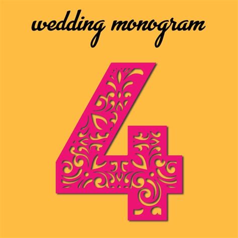 Premium Vector A Pink And Yellow Wedding Monogram With The Number 4 On It