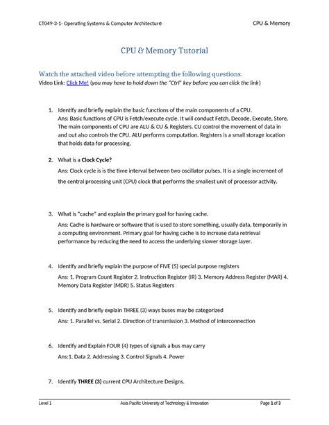 Cpu Memory Vids Osca Ct049 3 1 Operating Systems And Computer
