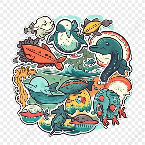 Cute Illustration Of Seabed Creatures On Ocean Dayworld Ocean Day