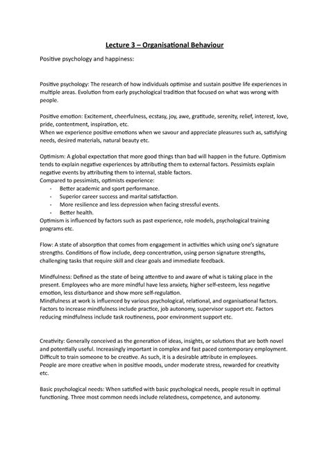 Lecture 3 Organisational Behaviour Lecture 3 Organisational