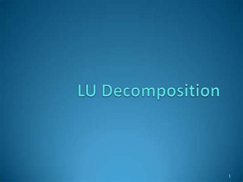 Lu Decomposition