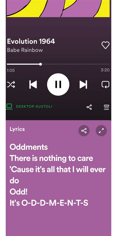 Evolution 1964 Lyrics Mismatched On Spotify A Babe Rainbow Song Has