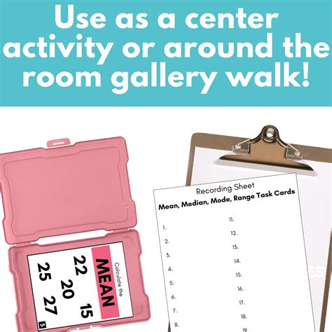 mean median mode range task cards measures of central tendency
