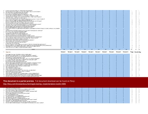 agile testing implementation toolkit template excel xls