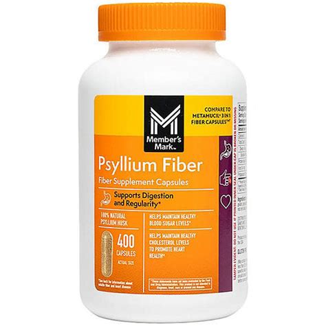 Members Mark Fiber Capsules Natural Psyllium Husk 400 Capsules