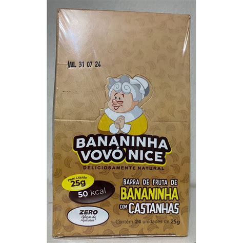 Bananinha Vovó Nice Zero Açúcar Com Castanha Natural 24 Unidades