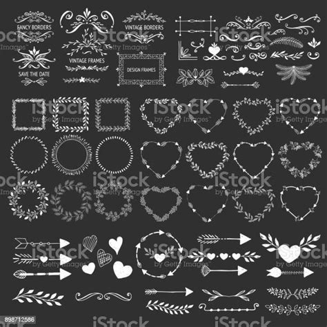 손으로 그린 프레임 화 환 Flourishes 테두리 화살표 벡터 하트 고 화입니다 하트 모양에 대한 스톡 벡터 아트 및 기타 이미지 Istock