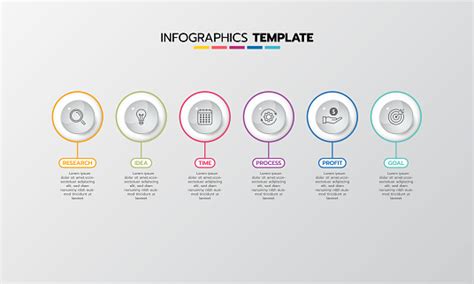 비즈니스 인포그래픽 템플릿 프로세스에는 간단한 기하학 사각형 직사각형 원형 삼각형 가는 선 아이콘과 6개의 옵션 또는 단계가 있는 평면 디자인 템플릿의 곡선이 있습니다 벡터