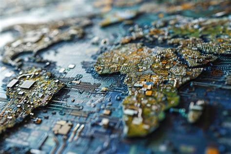 The World Map Made From Electronic Components And Circuit Boards Stock Illustration