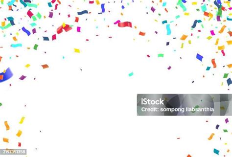 형형색색의 색종이와 뱀 모양의 리본이 위에서 떨어집니다 스트리머 반짝이 벡터 완벽 한 프레임 테두리 배경 간단한 평면 만화 공휴일에 대한 스톡 벡터 아트 및 기타 이미지