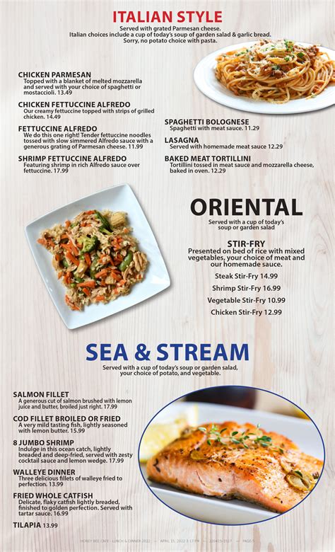 Menu Honey Bee Cafe Mattoon