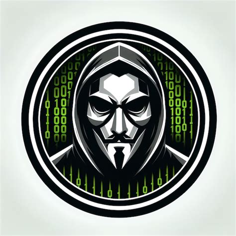 Premium Photo A Emblem Circle Logo Containing A Face Of Masked Hacker