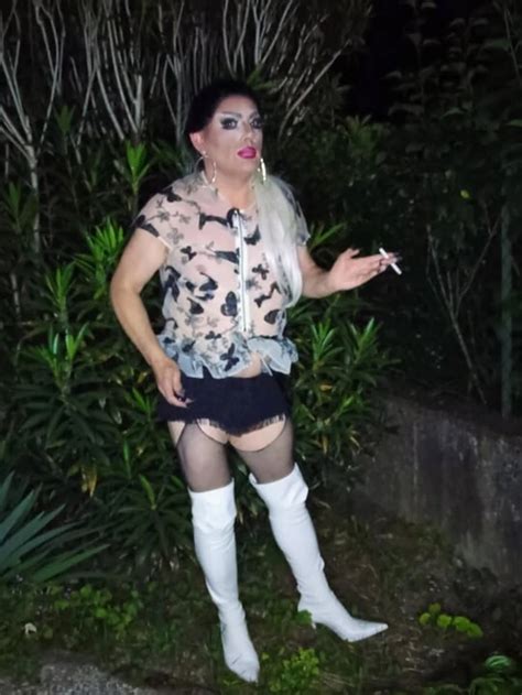 Sexy Mature Slut Crossdresser Smoking In High Heels Make A Handjob And