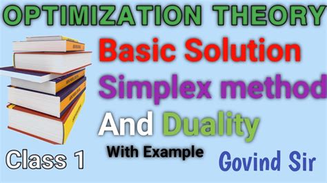 Basic Solution Of Lpp Simplex Method Duality Bsc Youtube