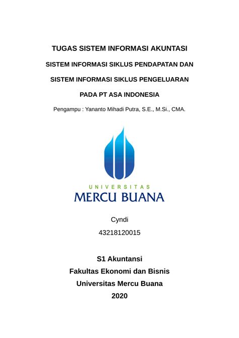 PDF TUGAS SISTEM INFORMASI AKUNTANSI SISTEM INFORMASI SIKLUS PENDAPATAN DAN SISTEM INFORMASI