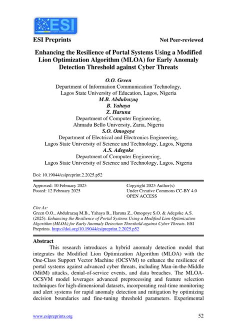 Pdf Enhancing The Resilience Of Portal Systems Using A Modified Lion Optimization Algorithm