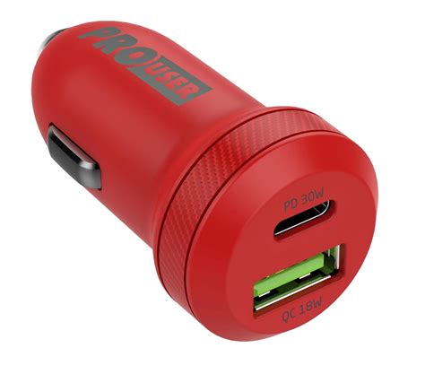 Prouser Dual Kfz Usb Lader Usb C U Usb A Qcpd B Rot