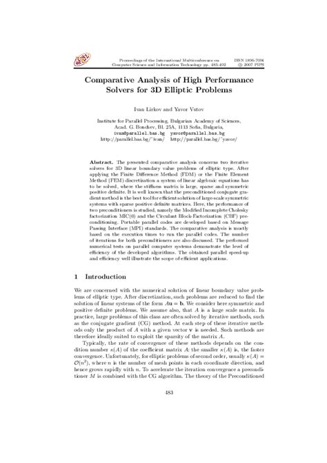 Pdf Comparative Analysis Of High Performance Solvers For 3d Elasticity Problems