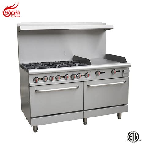 Commercial Gas Range 6 Burners Cooker With Gas Griddle And Oven Cooking