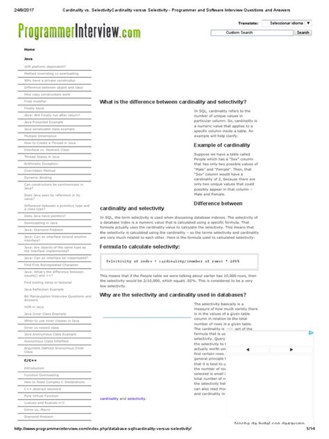 Cardinality And Selectivity Pdf C Java Script