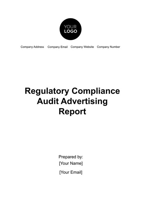 Free Regulatory Compliance Audit Advertising Report Template To Edit Online