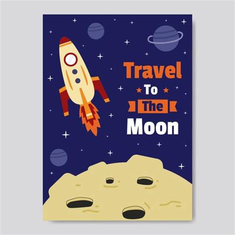 Travel To The Moon Poster Vector 259509 Vector Art At Vecteezy