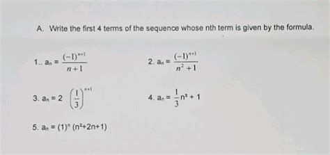A Write The First 4 Terms Of The Sequence StudyX