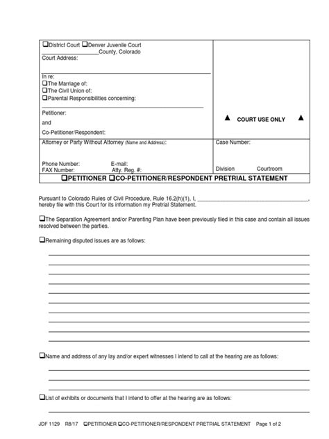 Jdf 1129 Pretrial Statementpdf Mail Government