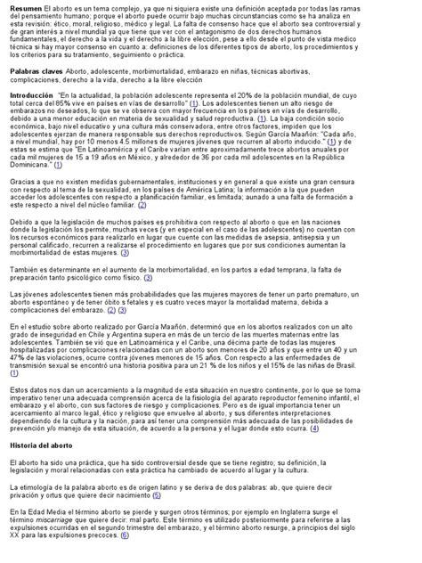 Resumen El Aborto Es Un Tema Complejo Pdf El Embarazo Aborto