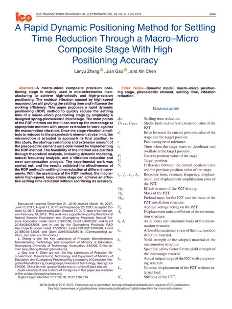 Pdf A Rapid Dynamic Positioning Method For Settling Time Reduction