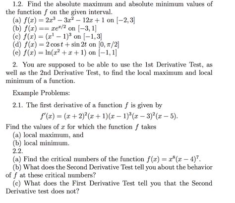 Solved 12 Find The Absolute Maximum And Absolute Minimum