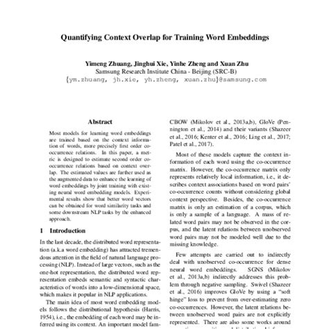Quantifying Context Overlap For Training Word Embeddings Acl Anthology