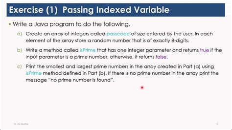 1d Lesson 15 Exercise 1 Passing Indexed Variables To Methods 2022