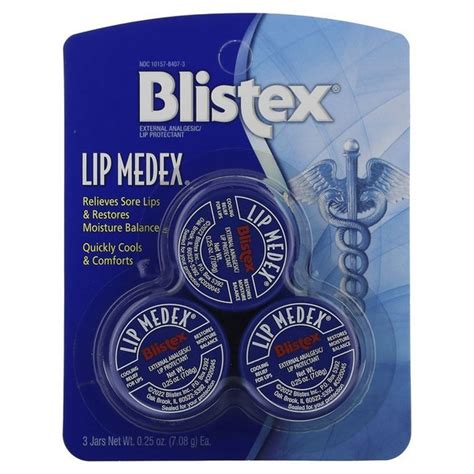 Blistex, Lip Medex, Заживляющий бальзам для губ, 3 баночки по 7,08 г ...